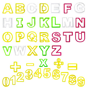 Worldity 41PCS Plastic Mini Cookie Cutter, Mini Alphabet and Number Cookie Cutters, Food Grade Safe Biscuit Cutter Shapes for Baking, Decorating Cake, Fruit and Holiday Cookie