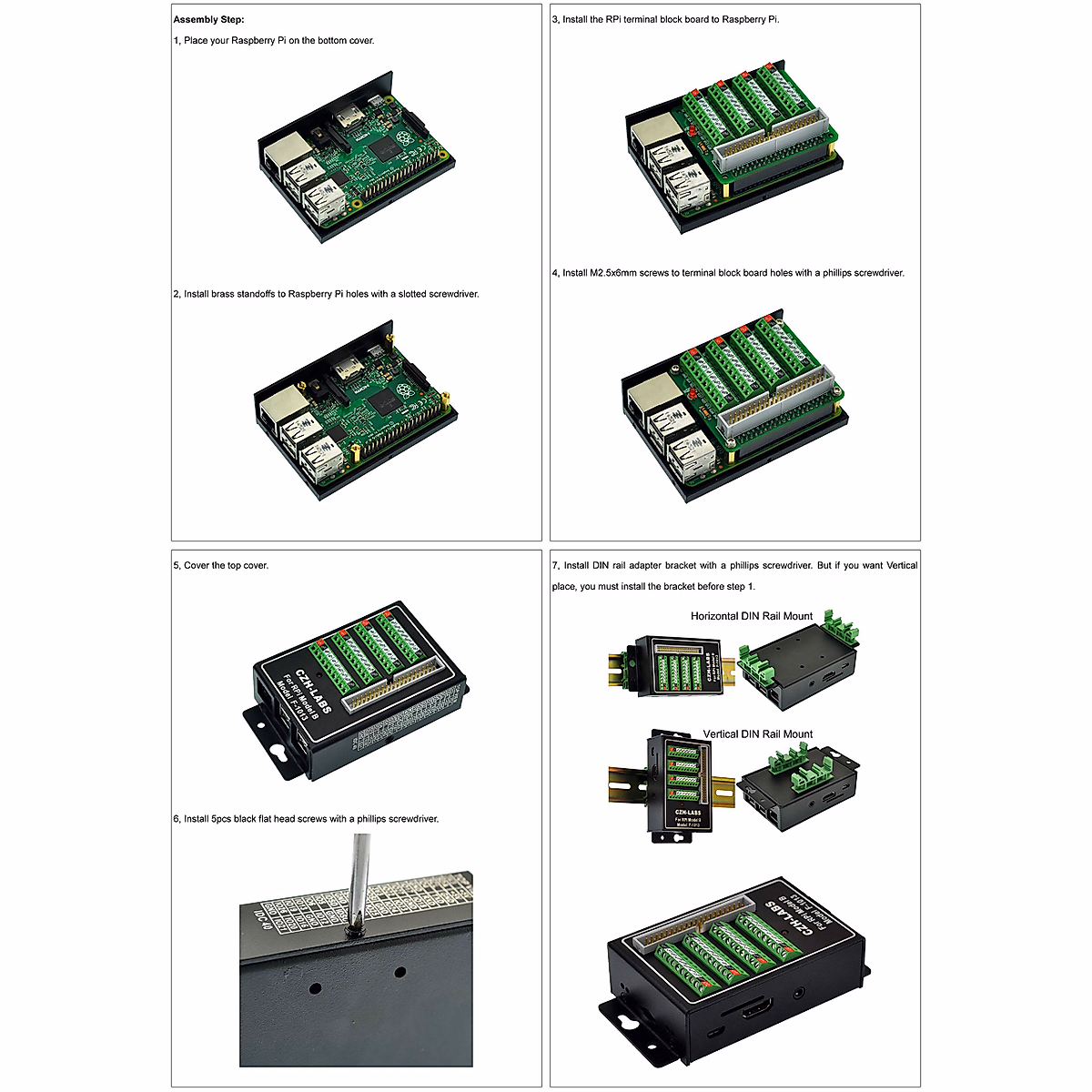 CZH-LABS RPi Screw Terminal Block Breakout Module with Aluminum Enclosure. for Raspberry Pi 1 2 3 Model B/B+