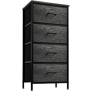 Sorbus Dresser with 4 Faux Wood Drawers - Tall Storage Unit Organizer Tower for Clothes - Bedroom, Hallway, Living Room, Closet, & Dorm Chest Furniture - Steel Frame, Wood Top, Easy Pull Fabric Bins