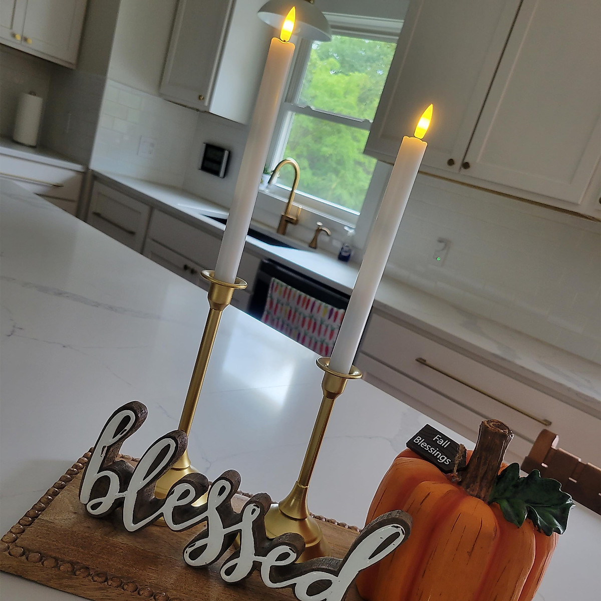 3D Black Wick Led Battery Operated Flameless Taper Candles Light with Remote Timer, Electric Fake Window Candle Flickering Like Real Wax, Flameless Ivory Candle Stick for Christmas/Home/Wedding