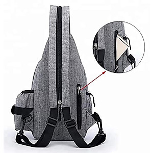 DOUBLE A IRON Sling Bag Crossbody Shoulder Multipurpose Casual Daypacks with Earphone Hole for Men Women - Gray