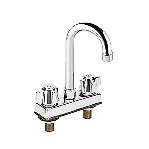AmGood Deck Mount Kitchen Sink Gooseneck Faucet | 6" Swivel Spout | 4" Center | NSF | Commercial Kitchen Utility Laundry