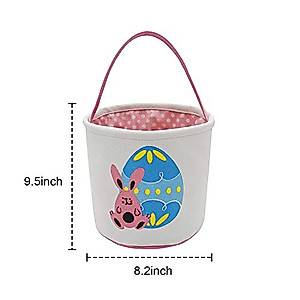 3 Pcs Easter Bunny Basket Egg Bags for Kids,Canvas Bunny Printing Tote Bags Buckets for Easter (egg multicolor)