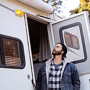 Lumitronics RV 12V LED Exterior Porch Utility Light - Clear & Amber Lenses (Black)