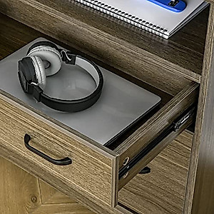 Vinsetto Lateral File Cabinet with Shelf, 2 Drawer Filing Cabinet for Letter Sized Papers, Print Stand, Charcoal Grey