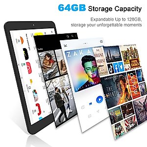Windows 10 Pro Tablets, Quad Core CPU 64GB Storage 128GB Expand PC Computer, 1280 x 800 IPS HD Touchscreen, WiFi, 4000mAh Battery, Bluetooth 4.0(Without A Product Key)