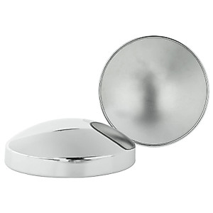 CHDT66 Semi Truck Hub Cap Cover - 8'' Inside Diameter Dome Rear Wheel Hub Cap Cover Kit - Chrome Metal - for Drive Axle Wheel Universal Fit - 2 Pc Pack, Lip: 1'', Silver
