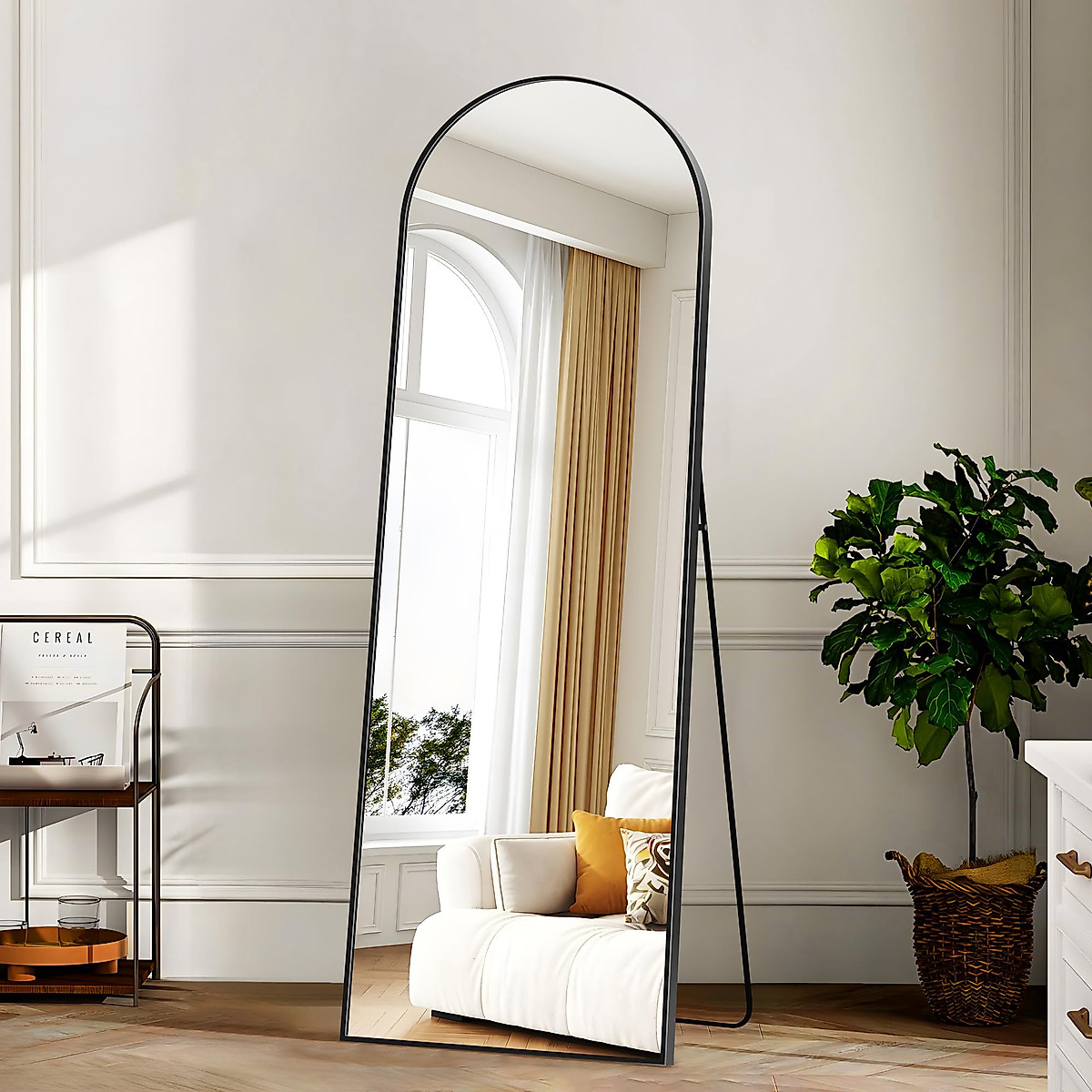 KOCUUY Arched Full Length Mirror, 64”x21” Full Body Floor Length Black Standing Mirror Full Length, Arched Floor Mirror Living Room, Wall Mirror Hanging Standing Or Leaning Body Mirror Bedroom