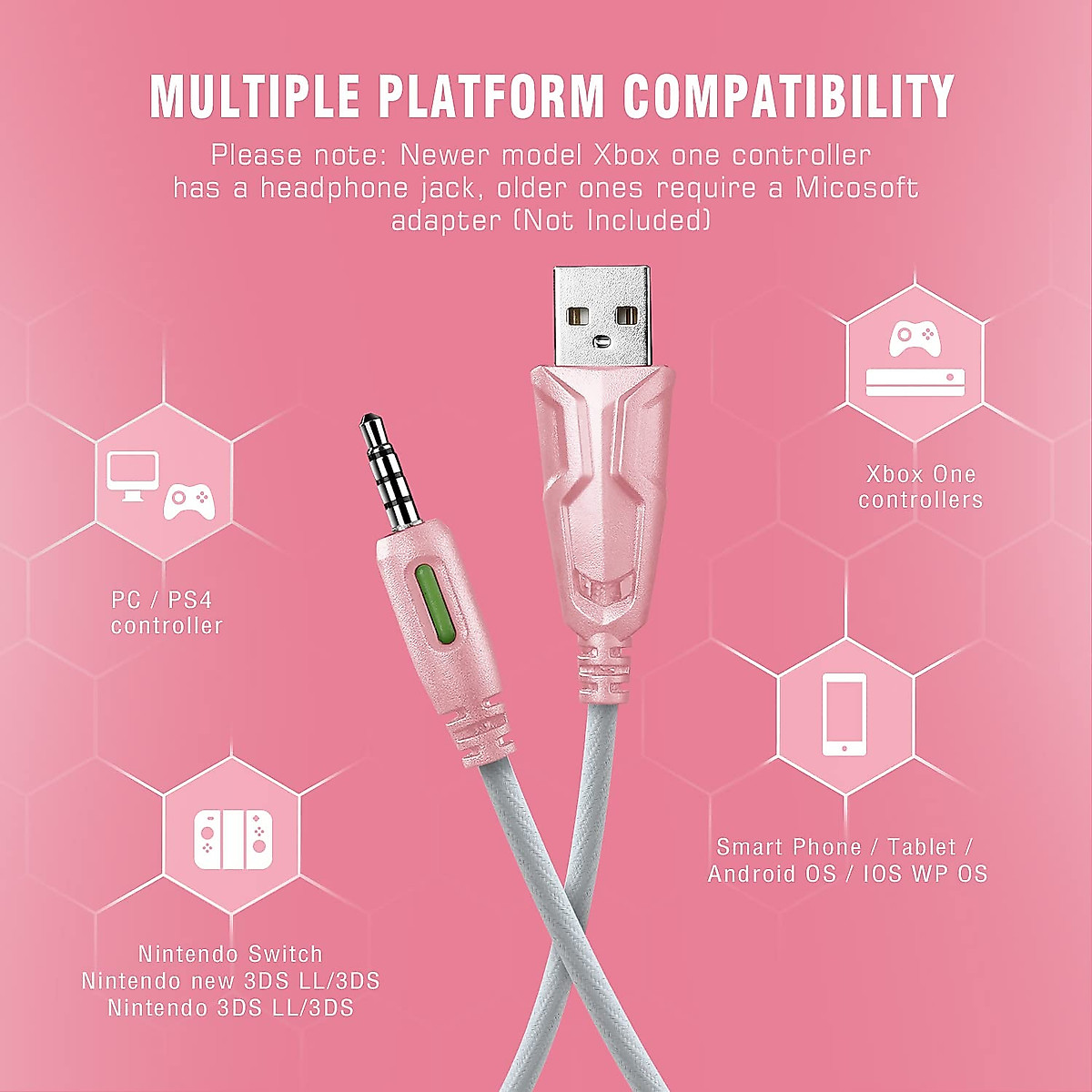 GIZORI Xbox One Headset, PC Gaming Headset with 7.1 Surround Sound Stereo, PS4 Headset with Noise Canceling Mic & LED Light, Compatible with Xbox One, PS4, PS5, PC, Sega Game Gear