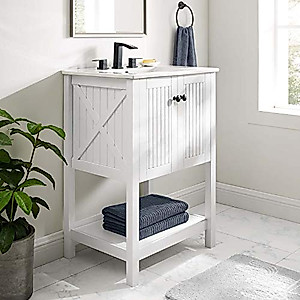 Modway Steam Bathroom Vanity Cabinet, 24" with White Sink