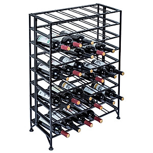 MyGift Black Metal Wine Rack Freestanding Floor Stand, 9 Tier Beverage Bottle Storage Shelf - Holds up to 54 Bottles