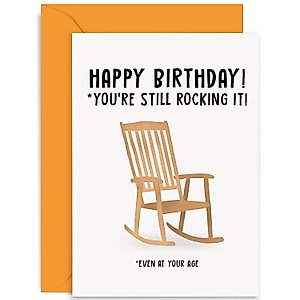 Old English Co. Still Rocking It Funny Birthday Card for Him - Hilarious Old Age Birthday Card Rocking Chair Design for Dad, Grandad, Brother, Uncle | Blank Inside with Envelope