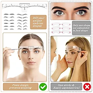 50 Pcs Eyebrow Ruler Stencils - Abeillo Disposable Brow Ruler Sticker, Microblading Eyebrow Template, Brow Measuring Shaper Tool, Eyebrow Mapping Makeup Tool