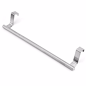 Stainless Steel Kitchen Towel Holder, Cupboard Door Towel Rack Bar Holders for Kitchen Cabinet Towel Rag Rack Over Door Towel Bar Hanger, Silver (14 inch)