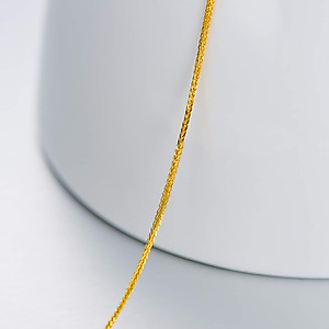 SISGEM Solid 18K Gold Chain Necklace for Women, Yellow Gold Spiga Wheat Durable Chain Necklace Jewelry for Her, Mom 1.2mm, 18"