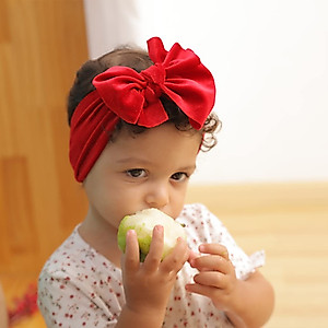 YeeMan 8PCS Elastic Christmas Velvet Headband for Baby Girls,Toddler Girls Bows Turban Head Wrap Hair Bands Photography Props Hairband (8 PCS Hairbands)