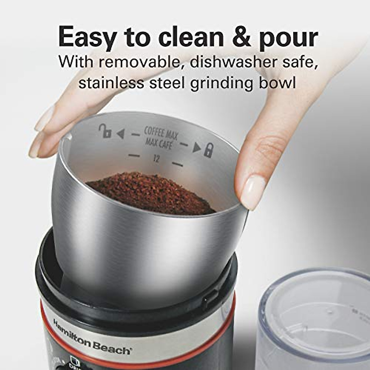 Hamilton Beach 10oz Electric Coffee Grinder with Multiple Grind Settings for up to 14 Cups, Stainless Steel Blades, Black