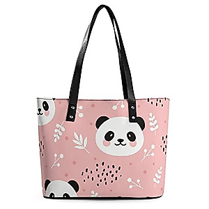 Womens Handbag Panda Patterns Leather Tote Bag Top Handle Satchel Bags For Lady