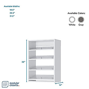 Short Closet Shelves Tower - Modular Closet System with Shoe Shelves (4) - Corner Closet System - Closet Organizers and Storage Shelves (White, 31.5 inches Wide) Closet Shelving