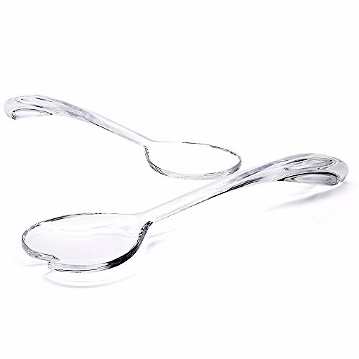 Srenta Clear Acrylic 2-in-1 Arc Salad Serving Tongs | BPA Free Plastic | Modern Salad Servers | Perfect Kitchen Tool For Catering, Buffet, Parties, Events, 2 Pcs