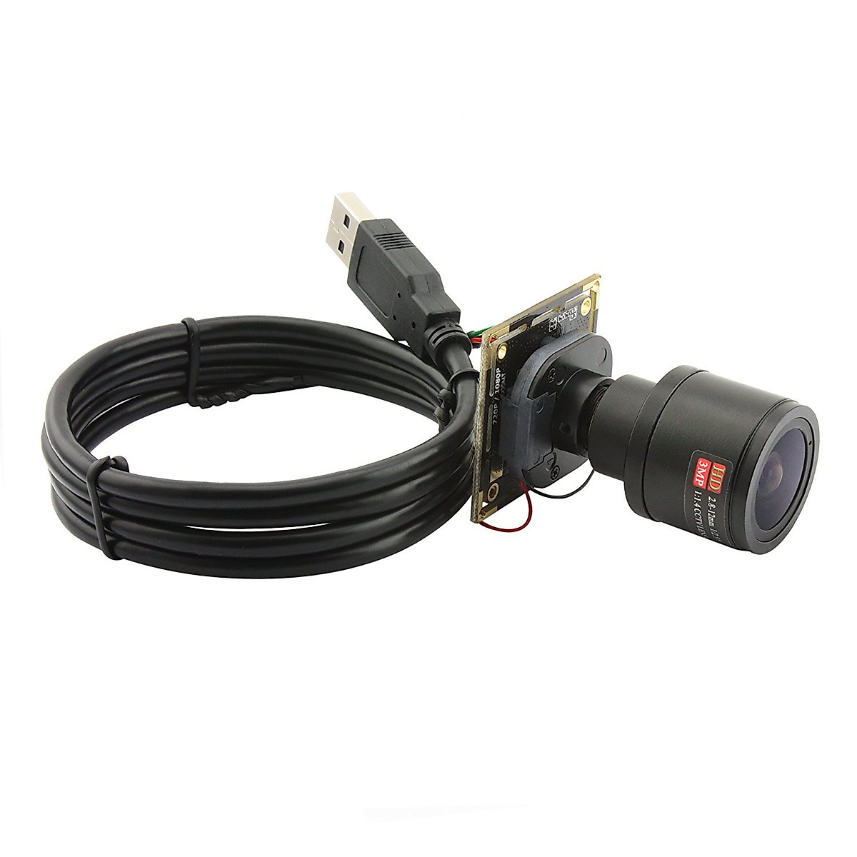 ELP 2mp High Speed USB Camera Module with Manual Zoom Lens Mini 1080p Variable Focus USB Camera for Computer UVC USB2.0 Embedded Video Industrial Webcam Board for Close-up Image