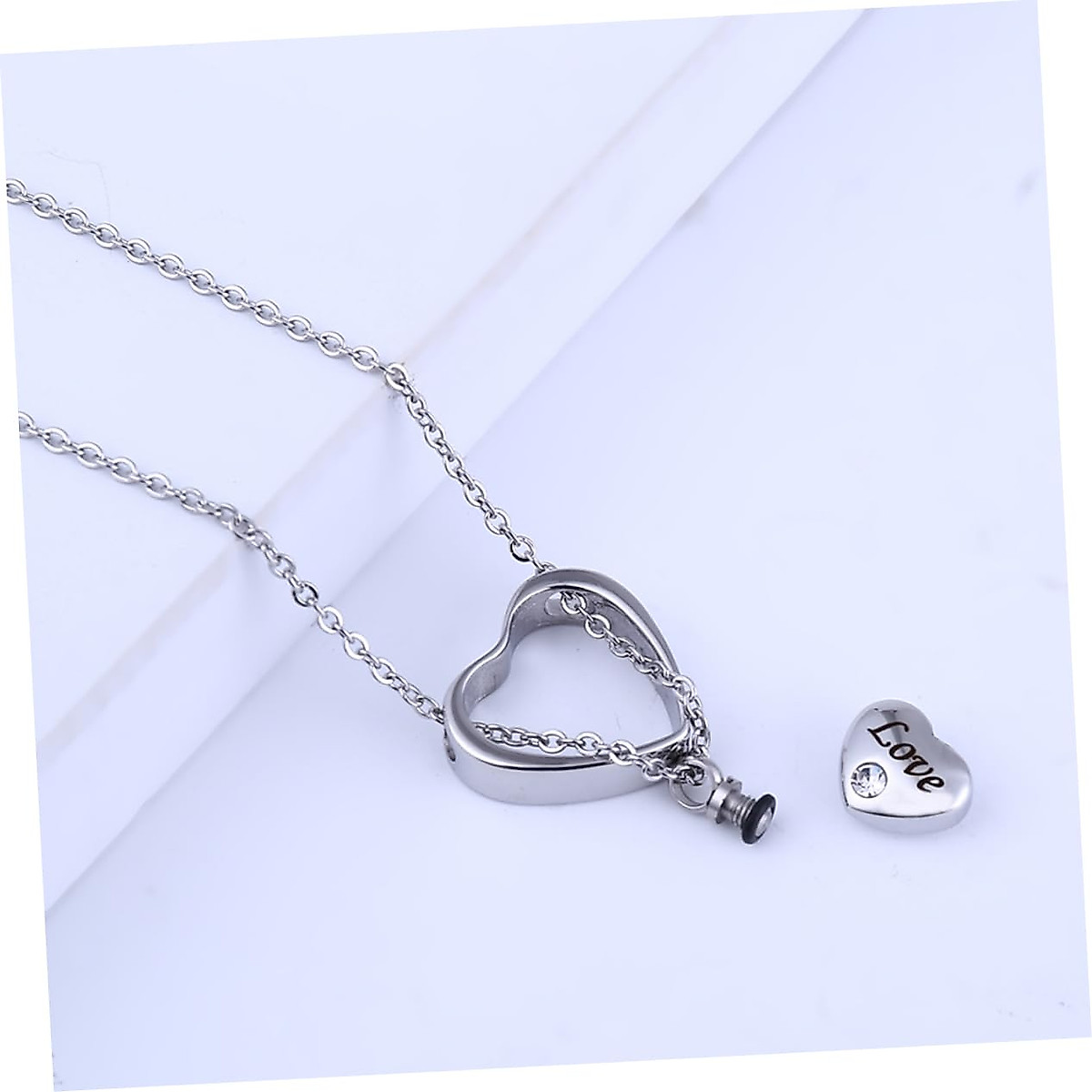USHOBE 2pcs Stainless Steel Jewelry for Women Friends Necklaces Pet Cremation Jewelry Memorial Cremation Love Pendant Neckalce Pet Memorial Ornament Urn Ashes Pendant Miss Simple