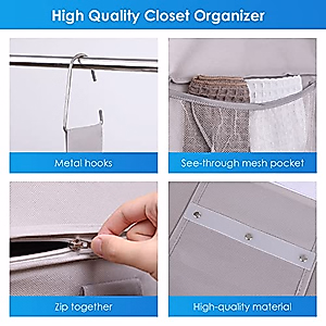 Fixwal 2 Pack 3-Shelf Hanging Closet Organizer 6-Shelf Separable Hanging Shelves Collapsible Hanging Storage Shelf for Bedroom College Dorm Pantry Camper RV, Gray