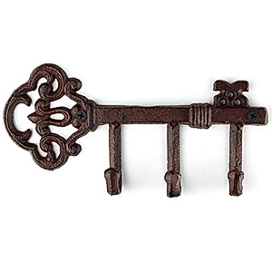 LULIND - Wall Mounted Rustic Key Holder (Vintage Cast Iron) (Rustic Brown)