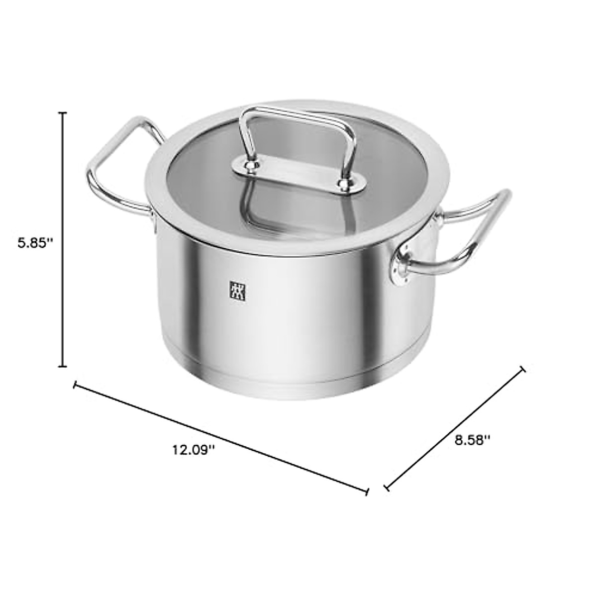 ZWILLING 65122-200 Pro Stew Pot 7.9 inches (20 cm) (with Glass Lid), Two-Handed, Stainless Steel, 3-Layer Bottom Structure, Induction Compatible, 1.2 gal (3.0 L)