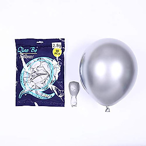 BALONAR 3.2g 12Inch 100pcs Metallic Chrome Balloon in Silver for Wedding Birthday Party Decoration (Silver)