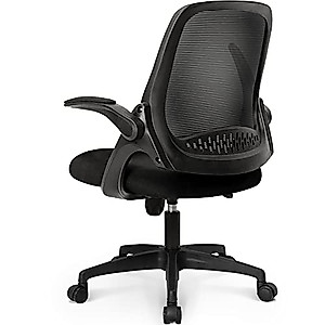 neo chair Office Desk Chair Computer Gaming Chair with Executive Ergonomic Lumbar Back Support Flip-up Padded Armrest Adjustable Height and Wheels for Home or Office (Black)