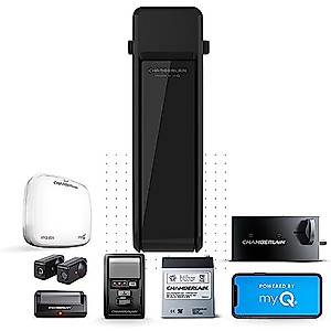 CHAMBERLAIN RJO101MC Ultra-Quiet Wall Mounted with Battery Backup and LED Lighting Garage Door Opener, 36 pounds, Black