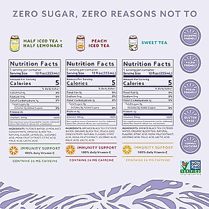 Swoon Iced Tea Variety Pack - Low Carb, Paleo-Friendly, Gluten-Free Keto Drink - Half + Half Iced Tea Lemonade, Peach Iced Tea, and Sweet Tea - 12 fl oz (Pack of 12)