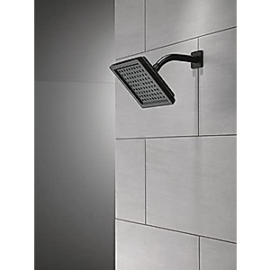 Delta Faucet Single-Spray Matte Black Shower Head, Shower Head Black Square Shower Head, Black Showerhead, Matte Black RP62283BL