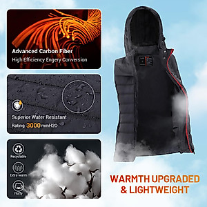 RenRon Heated Vest Women With Hood - 7.4V 16000mAh Battery Pack,Detachable Heated Hood, Slim Fit Womens Heated Vest