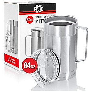 XPAC 84-Ounce Sweat-Free Beverage/Water Pitcher with Lid, Stainless Steel, Vacuum Insulated, Keeps Drinks Cold For Hours
