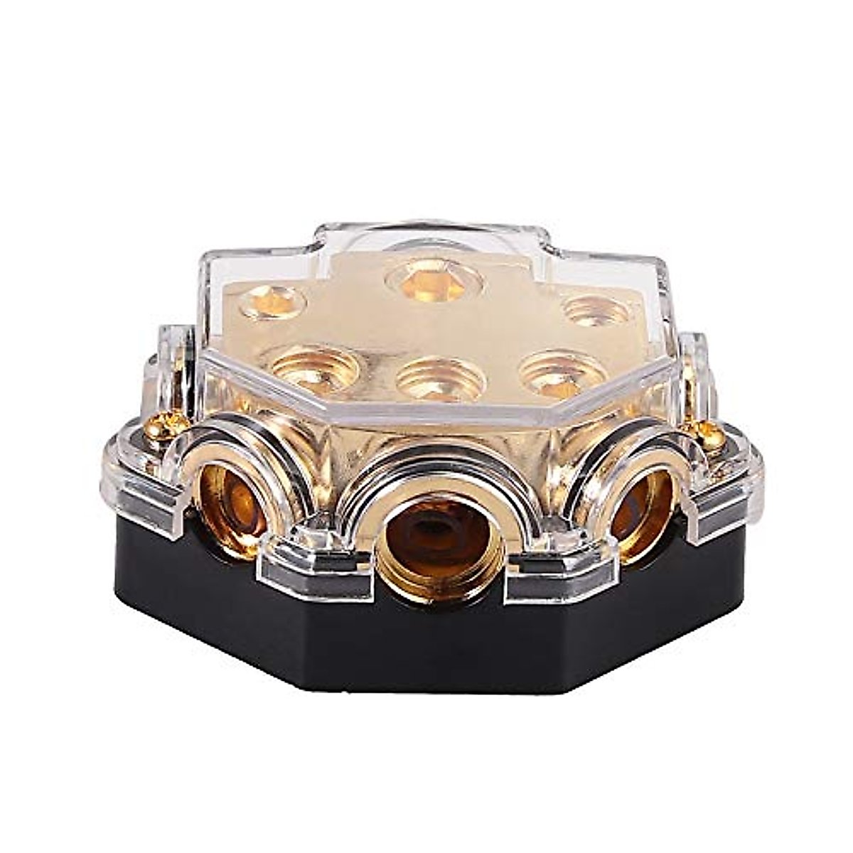 AUTOUTLET 5 Way Power Distribution Block Car Auto Audio Amplifier, 0/2/4 Gauge in 2/4/8 Gauge Out Power Ground Distributor Blocks,1 in 5 Way Car Power Distributor Block