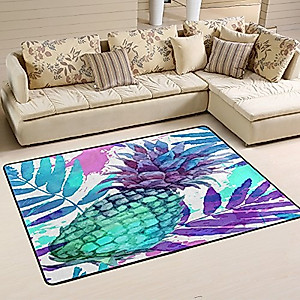 ALAZA Watercolor Vivid Colors Pineapple Area Rug Rugs for Living Room Bedroom 3'x2'