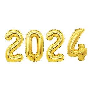 16 Inch 2024 Balloons Number 2024 Foil Balloons for New Years Eve Party Supplies Anniversary Party Graduation Decorations Home Office Decoration, Gold