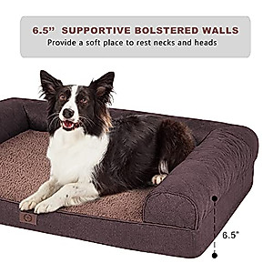 Orthopedic Dog Bed, Bolster Washable Dog Beds for Large Dogs, Orthopedic Sofa Foam Couch Bed with Removable Cover & Nonskid Bottom, Pet Beds for Medium Dogs