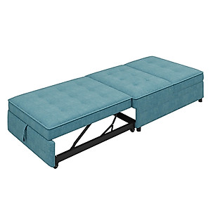 NicBex Pull-Out Sofa Practical Sofa Bed with Storage Folding Chair Bed Convertible Chair to Bed with Storage Pocket and USB Port for Small Room Apartment, Living Room, Teal