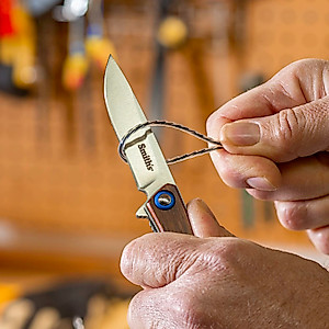 Smith's 51304 Ecesis Pocketknife – 3.00" Stainless Steel Blade – Natural Wood Handle – Slim Design – Flip Open – Pocket Clip – Everyday Carry – Gift for Men – Frame Lock Straight Edge Blade