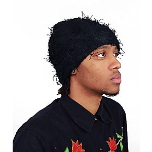 Atakai Balaclava Distressed Knitted Full Face Ski Mask Winter Windproof Neck Warmer for Men Women One Size Fits All, Yeat Inspired (Black)