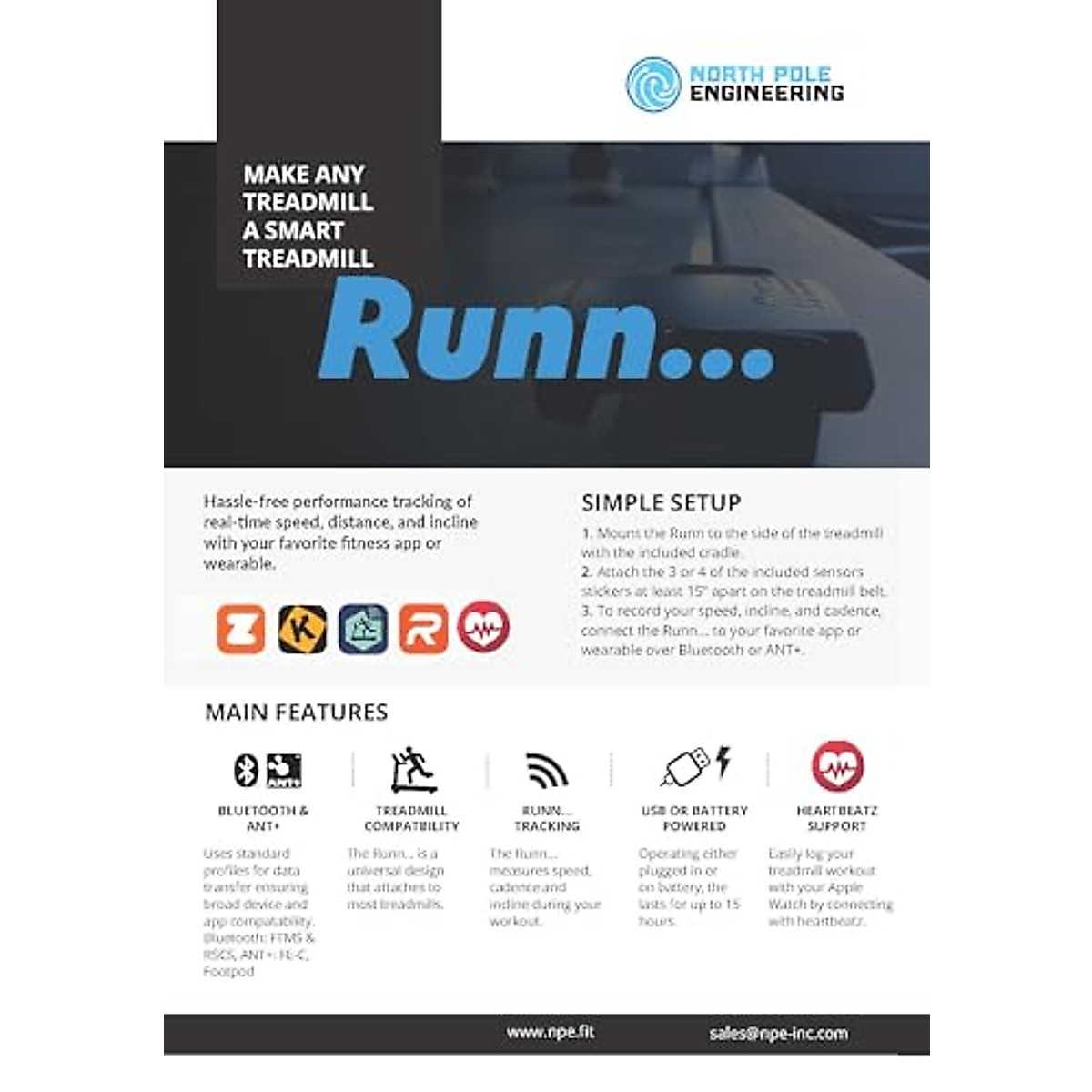 Runn... Retrofit Smart Treadmill Sensor - Make Your Treadmill a Smart Treadmill!