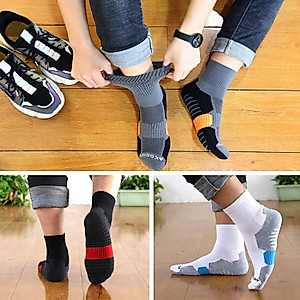 AKOENY Men's Athletic Ankle Socks Running Cushoned Quarter Socks Men, Size 9-12, Black, 6 Pairs