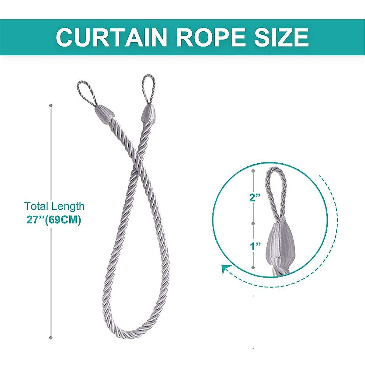 Tassel Curtain Ties Ropes for Thin or Thick Curtain Tiebacks Curtain Tie Backs for Curtains Curtain Holdbacks Curtain Holders for Drapes Curtain Holdback for Office Bedroom Home Essentials 2pcs