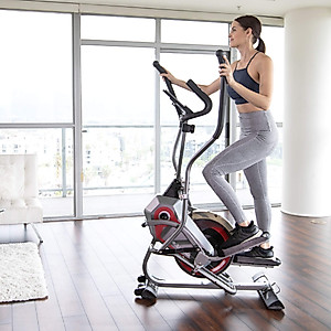 Body Power 2 in 1 Elliptical Stepper Machine for Home Fitness, Patented HIIT Training, Ergonomic, 1 Yr Warranty, Cardio, Resistance, 8 Levels, Digital, Compact, Safe