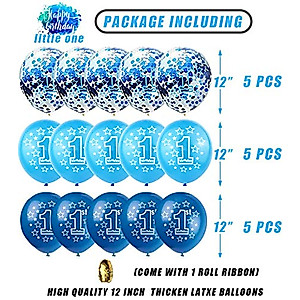 BEISHIDA 1st Boy Happy Birthday Confetti Balloons,First Birthday Decorations 12 Inch Large Navy Blue Latex Helium Balloons Perfect for Baby one birthday Party Supplies(Pack of 15)