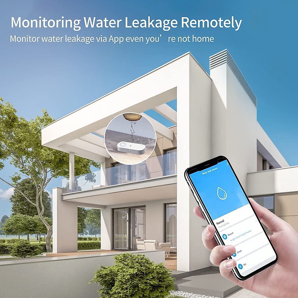 eMylo Water Leak Detector WiFi, 120dB Water Sensor for Leak WiFi with App Notification, WiFi Water Sensor Work with Tuya and Smart Life APP for Kitchen, Bathroom, Warehouse, Laundry, Basement