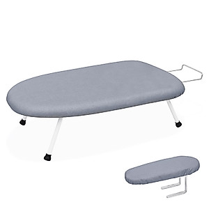 AKOZLIN Tabletop Ironing Board 23.6" L x 14''W x 7''H with Removable Sleeve Board - Folding Legs Cotton Cover Travel Countertop Iron Board